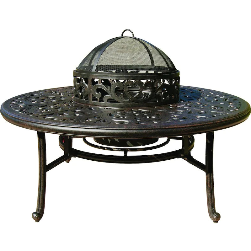 Darlee Series 80 52-Inch Cast Aluminum Patio Wood Burning Fire Pit Cha ...